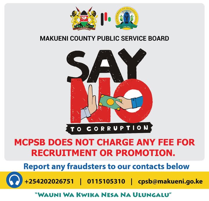 Job Advertisements - MAKUENI COUNTY PUBLIC SERVICE BOARD